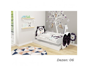 ACMA VII Krevet za decu ANIMALS 180x80 cm sa dodatnom fiokom White + GRATIS DUSKEK dezen 6