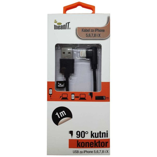 MEANIT USB kabl za iPhone 5 / 6, dužina 1m, crna