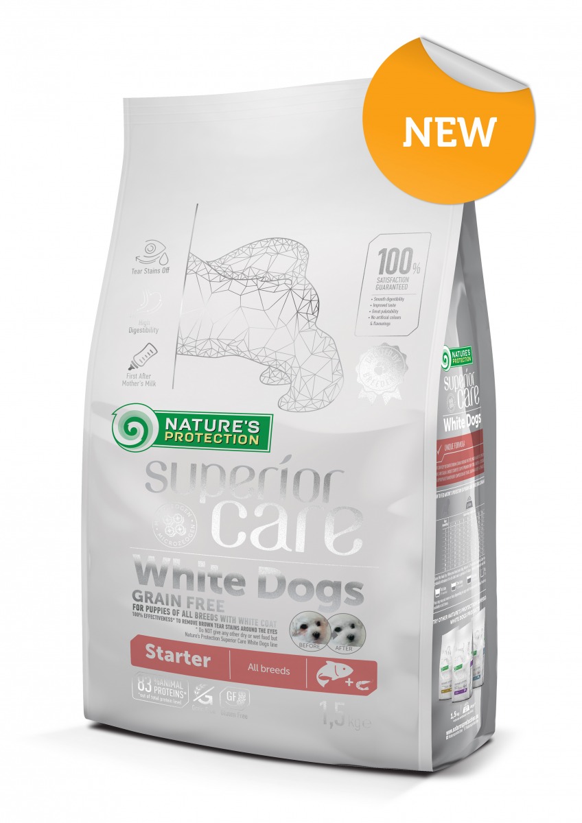 Nature's Protection SP White dog Starter - Hrana za bele pse svih rasa, bez žitarica, sa lososom