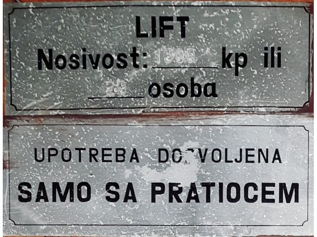 Table Za Lift Jugoslavija
