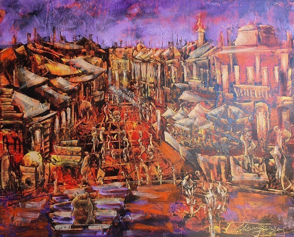 Novi Sad, Monegorijas, ulje na platnu kombinovana tehnika, 80×65 cm, sertifikat, 350 evra