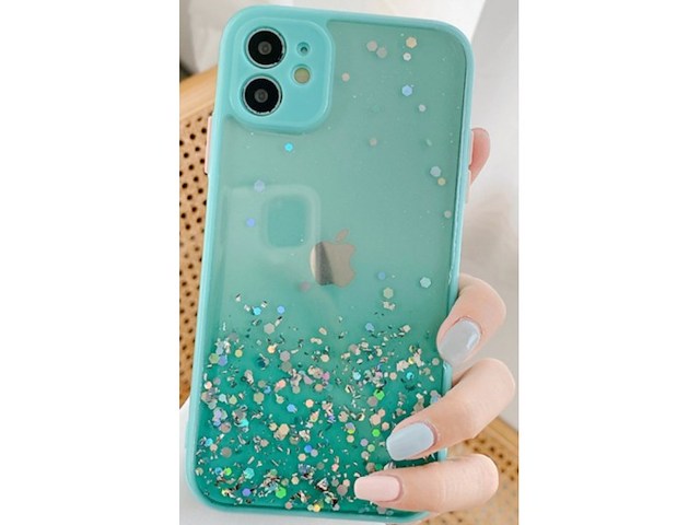 MCTK6-IPHONE 12 * Furtrola 3D Sparkling star silicone Turquoise (139)