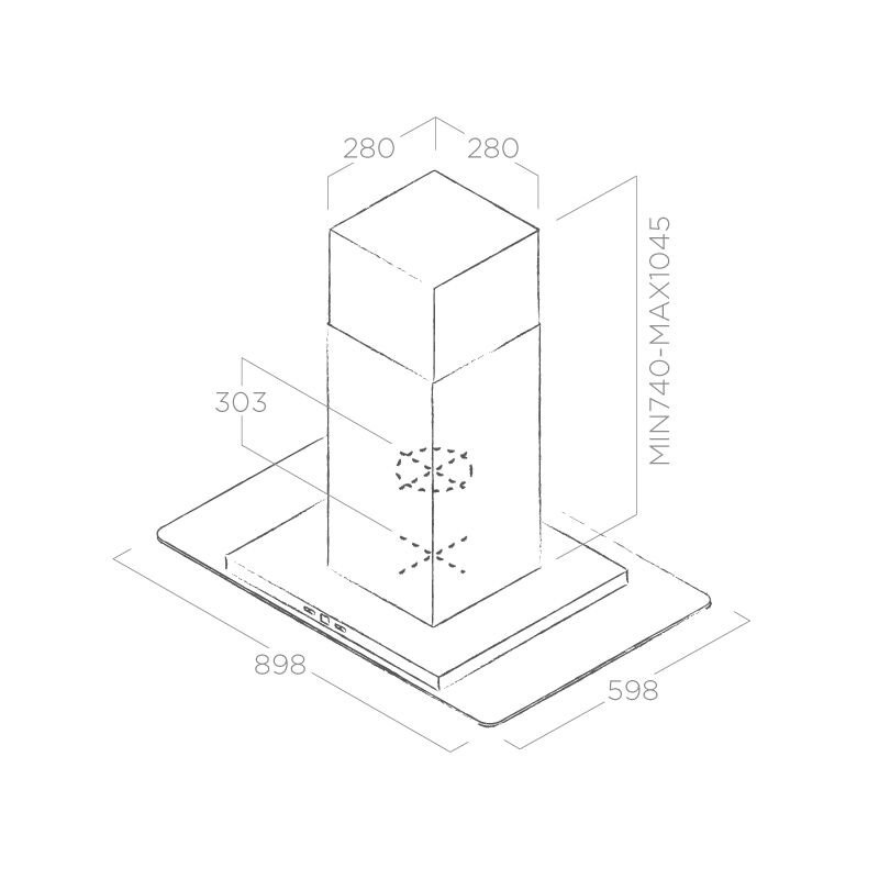 Elica ostrvski aspirator TRIBE ISLAND IX/A/90x60