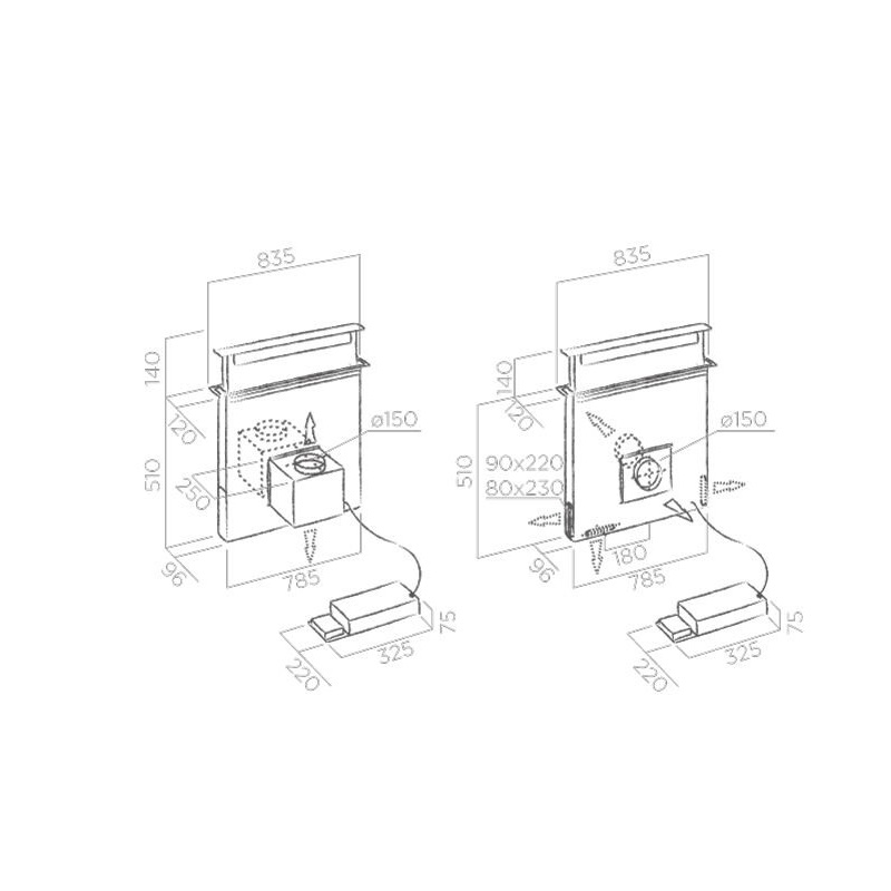 Elica downdraft aspirator PANDORA BL/F/90