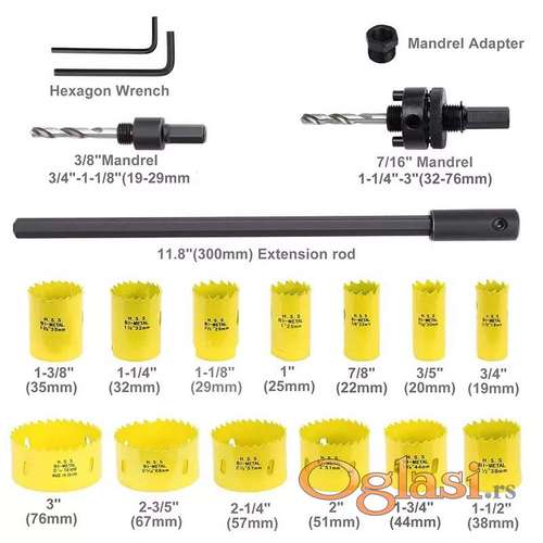 Set kruna za bušenje HSS bimetal 19-76mm