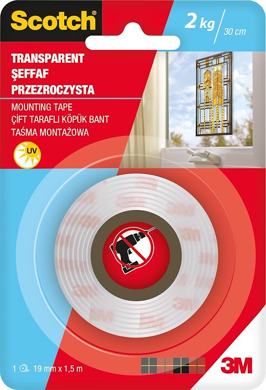 Traka za montažu Scotch TRANSPARENT, 19mm x1,5m