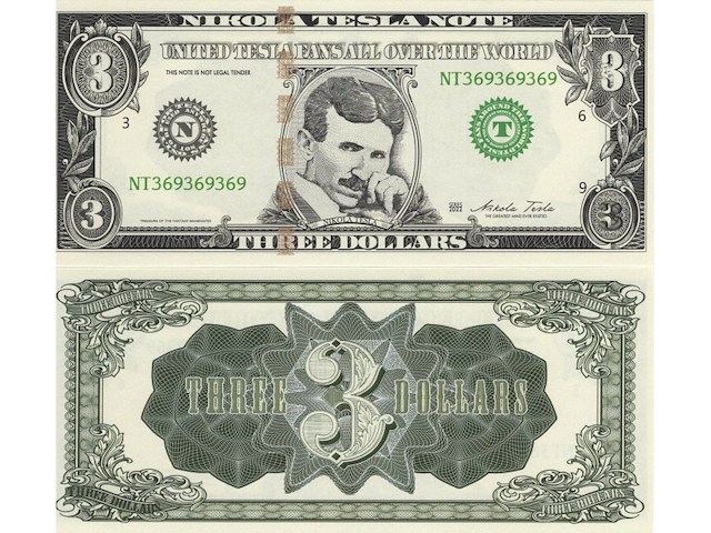3 Dollars 2022 UNC, Nikola Tesla
