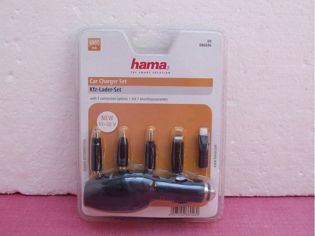 HAMA 1A Car Charger Set auto punjac sa 7 nastavaka NOVO