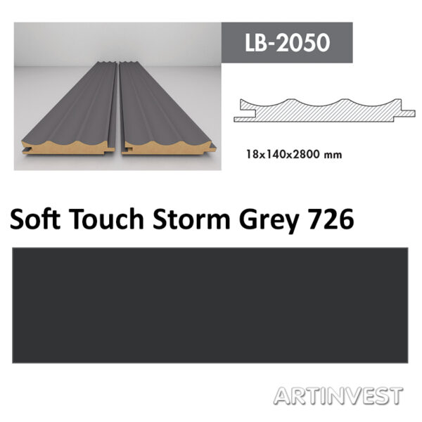 Profil Zidni MDF LB-2050 Soft Touch Storm Grey (726) 2800x140x18mm