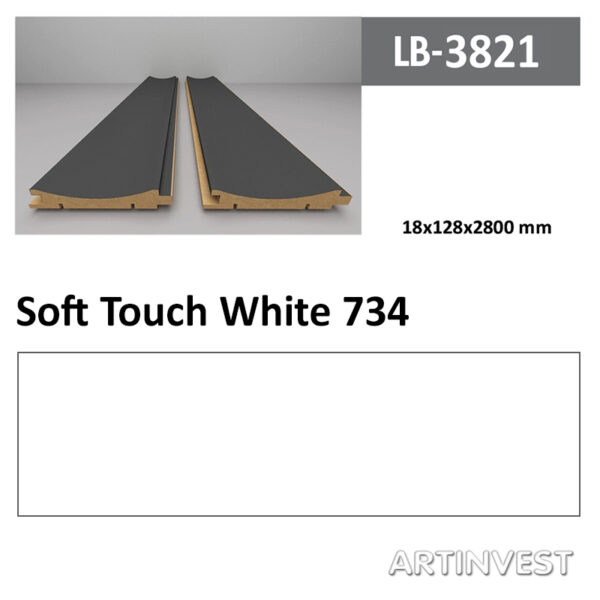 Profil Zidni MDF LB-3821 Soft Touch White (734) 2800x128x18mm