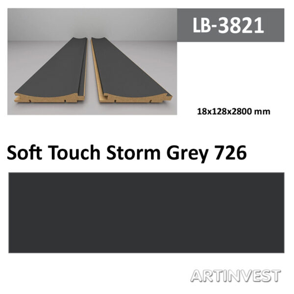 Profil Zidni MDF LB-3821 Soft Touch Storm Grey (726) 2800x128x18mm