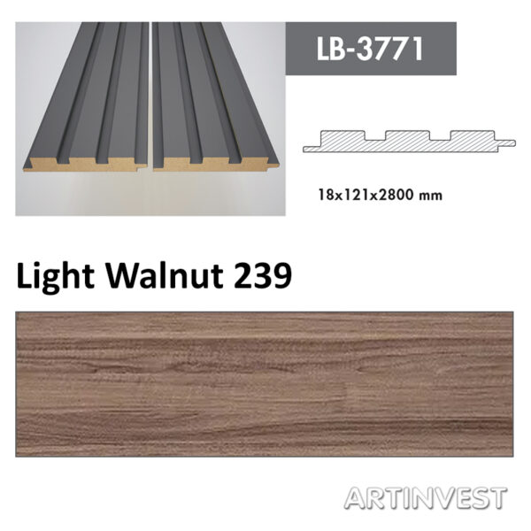 Profil Zidni MDF LB-3771 Light Walnut (239) 2800x121x18mm