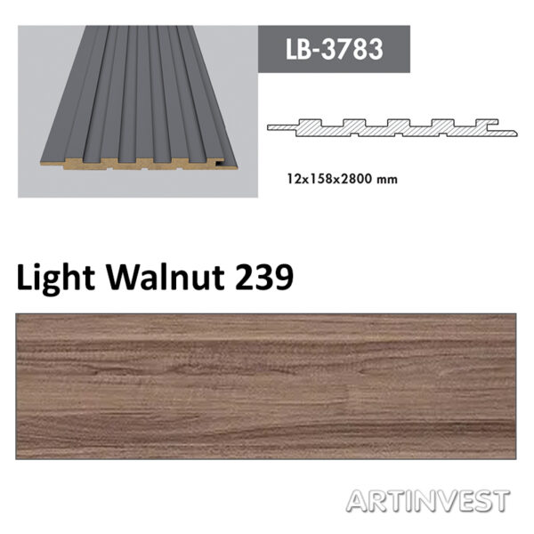 Profil Zidni MDF LB-3783 Light Walnut (239) 2800x158x12mm