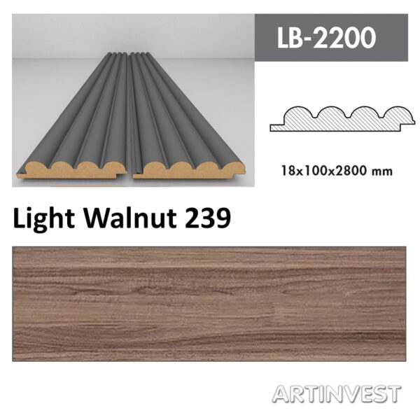 Profil Zidni MDF LB-2200 Light Walnut (239) 2800x100x18mm