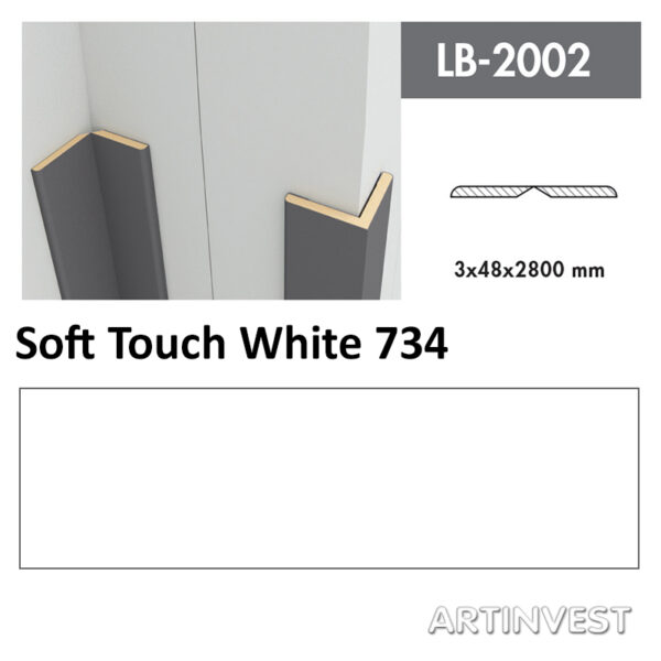 Profil Zidni MDF LB-2002 Soft Touch White (734) 2800x48x3mm