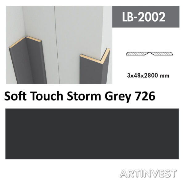 Profil Zidni MDF LB-2002 Soft Touch Storm Grey (726) 2800x48x3mm