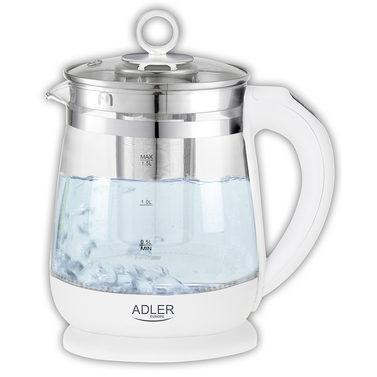 Adler Stakleni ketler 1.5L sa infuzerom za čaj i kontrolom temperature AD1299