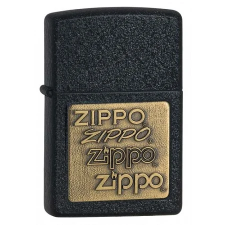 Zippo Brass Emblem Black Crackle 362