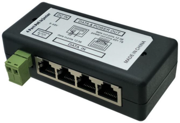 POE-INJ-4xRJ45 Gembird 4CH Pasivni prolazni POE injector, for IP Network Camera Ubiquiti and MikroT