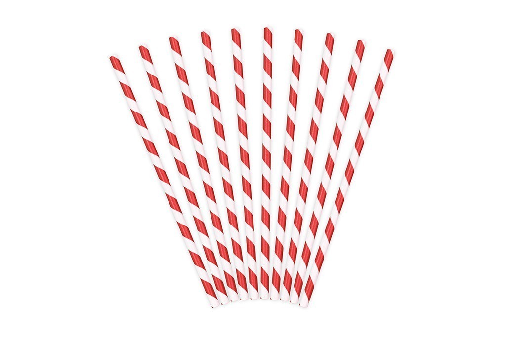 Slamčice crveno bele linije – 10 kom