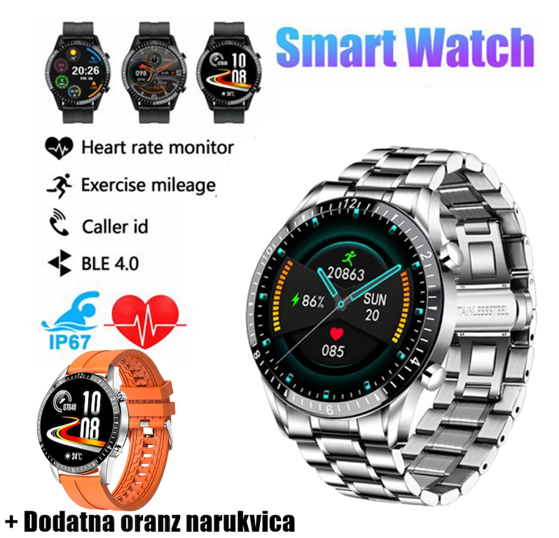 Bluetooth Smart Watch - Siva Metalna Narukvica