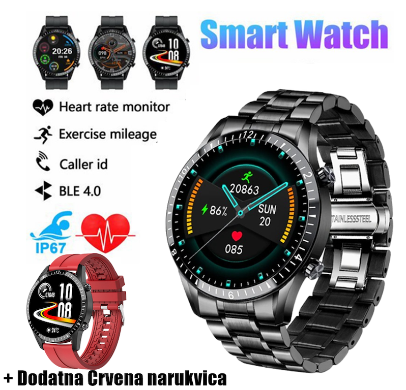 Bluetooth Smart Watch - Crna Metalna Narukvica