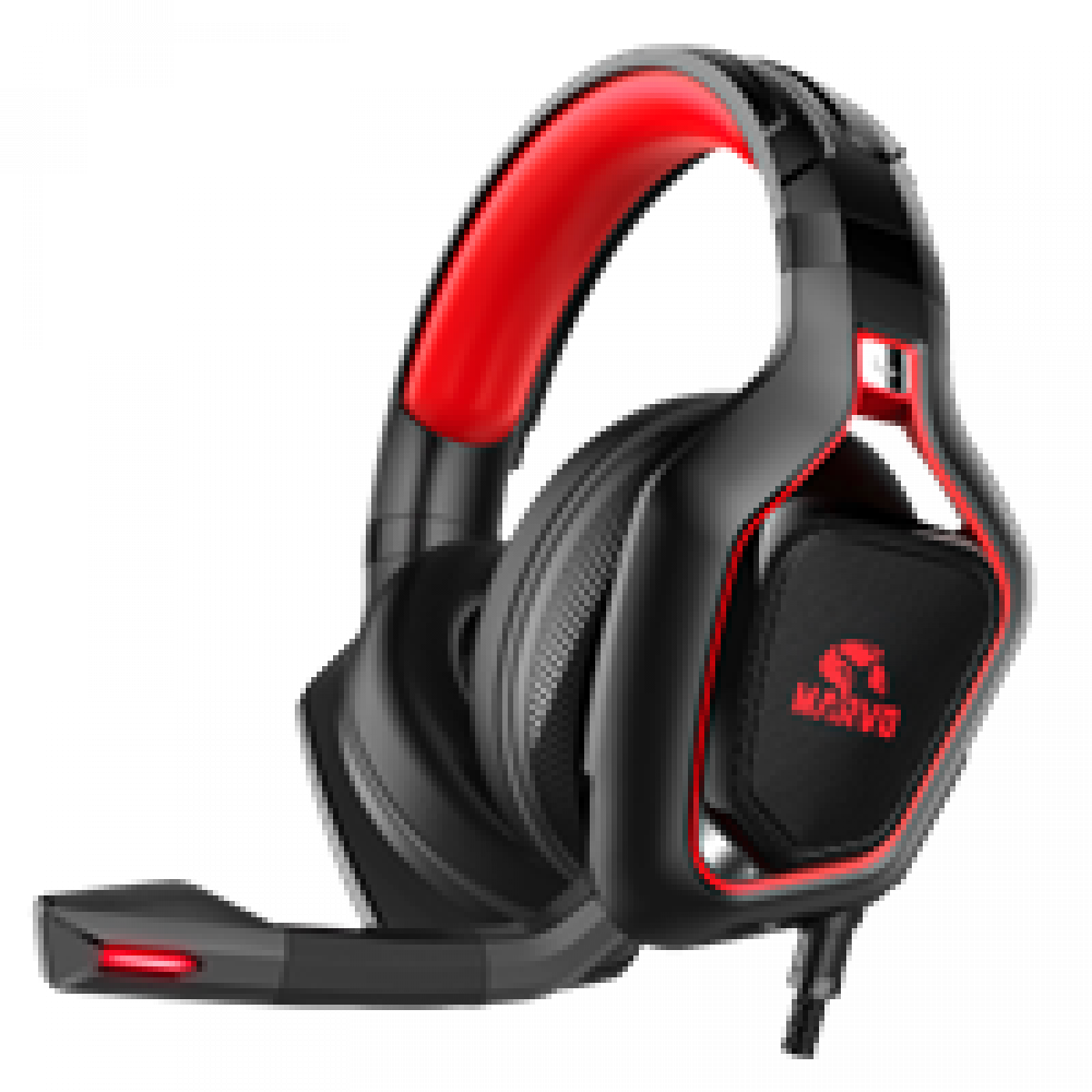 MARVO Slušalice HG8960 gejmerske sa mikrofonom za PS4,Xbox One, boja pozadinskog osvetljenja crvena, crne 006-0519