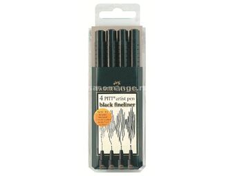 Flomasteri Art Pen PITT set 4 [XS -S - F - M] crna (Faber)