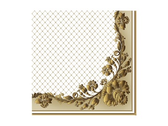 Eko salveta za dekupaž Gold Frame and Net on Beige - 1 kom