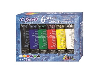 Akrilne boje El Greco - set 6 x 75 ml (akrilne boje KREUL)