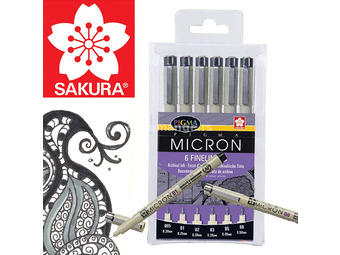 Set flomastera za tehničko crtanje SAKURA Pigma Micron - 6 delni ()