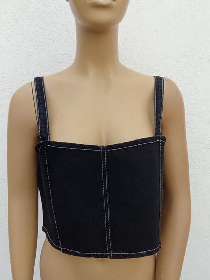 Shein black denim crop top