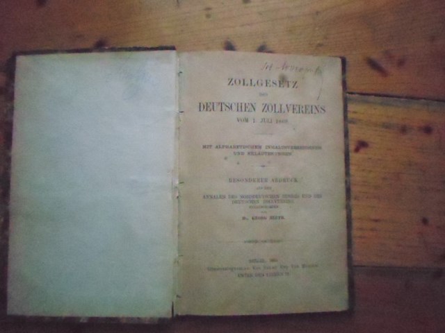 ZOLLGESETZ DES DEUTSHEN ZOLLVEREINS 1869