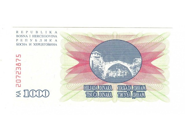 BIH 1000 dinara 1992 UNC