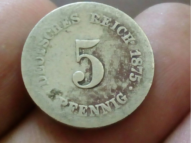 Nemacka, 5 pfennig 1875 F