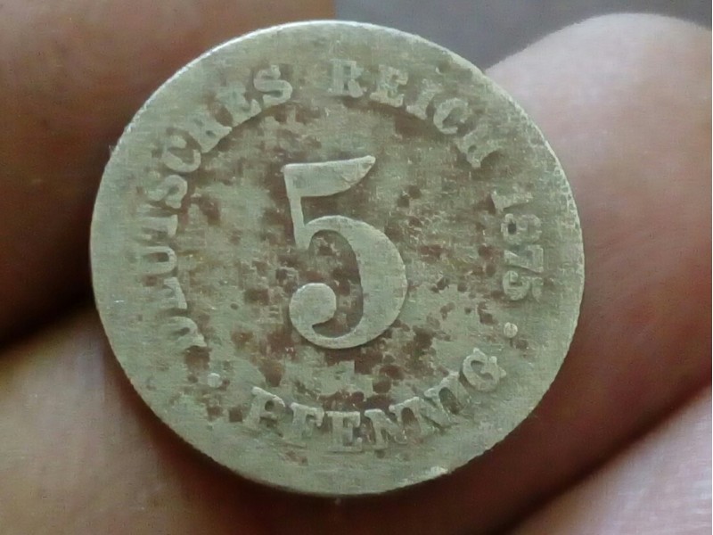 Nemacka, 5 pfennig 1875