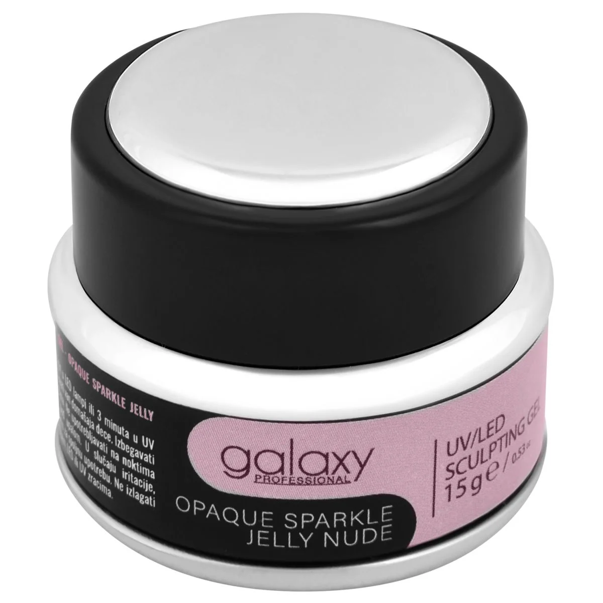 Gradivni kamuflažni gel za nadogradnju noktiju GALAXY LED/UV Opaque Sparkle Jelly Nude 15g