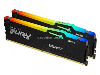 KINGSTON DIMM DDR5 64GB (2x32GB kit) 5600MTs KF556C40BBAK2-64 Fury Beast RGB black