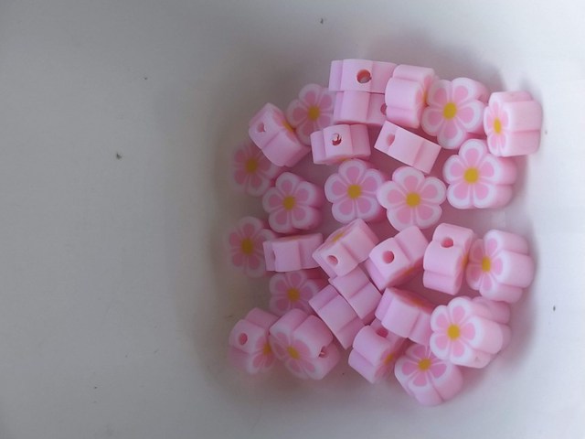 (A1011) Polimerna glina perle roze cvet 30kom
