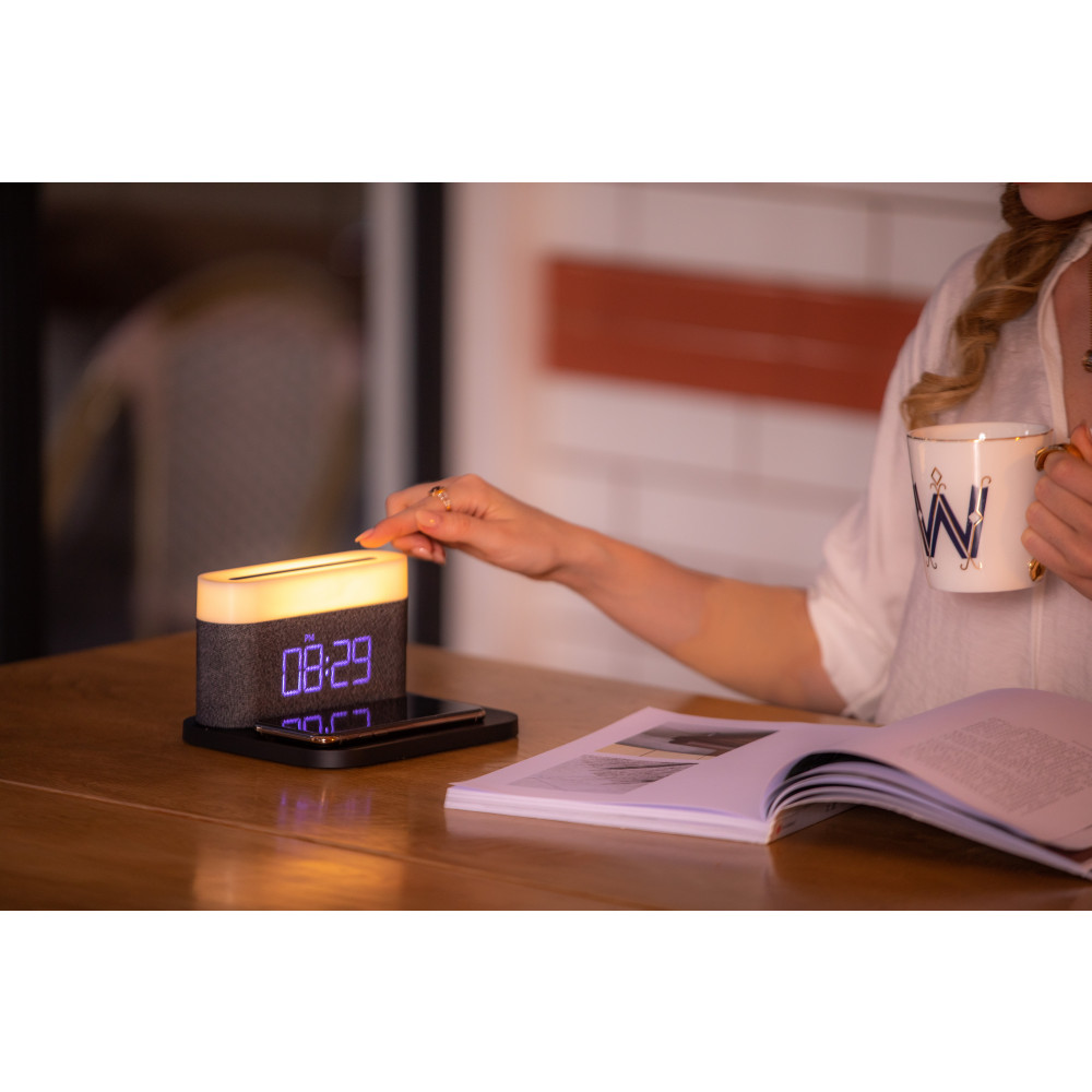 Aurora Lamp with Clock and Wi-Fi Charger