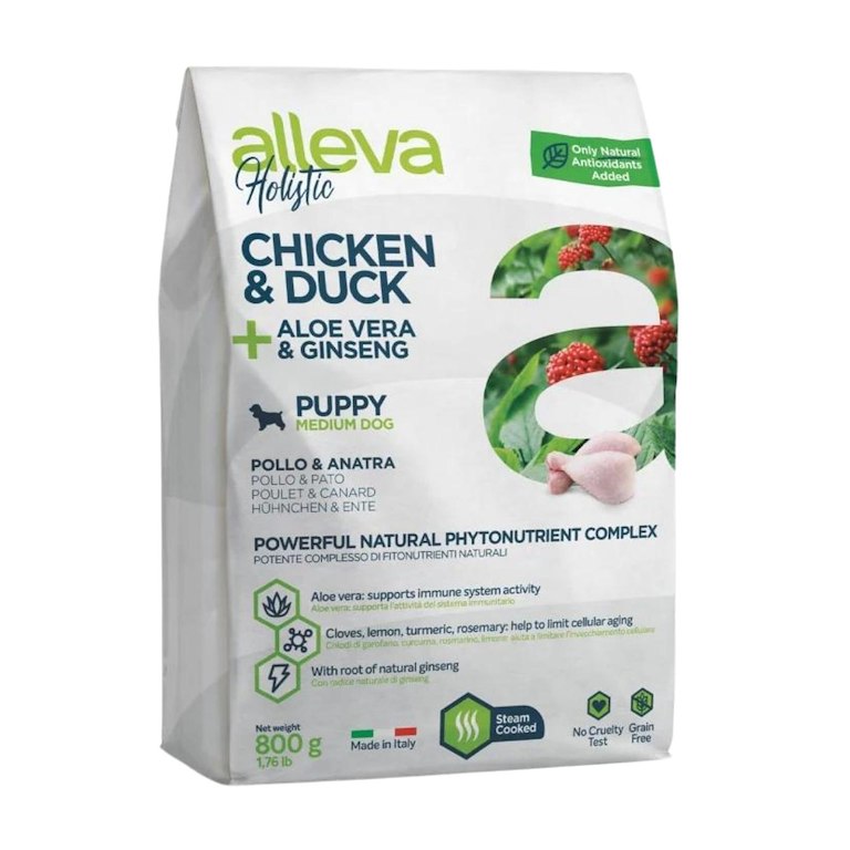 Alleva Dog Puppy Medium Holistic Chicken&Duck 0.8KG