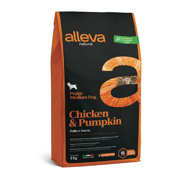 Alleva Dog Puppy Medium Natural Chicken&Pumpkin 0.8KG