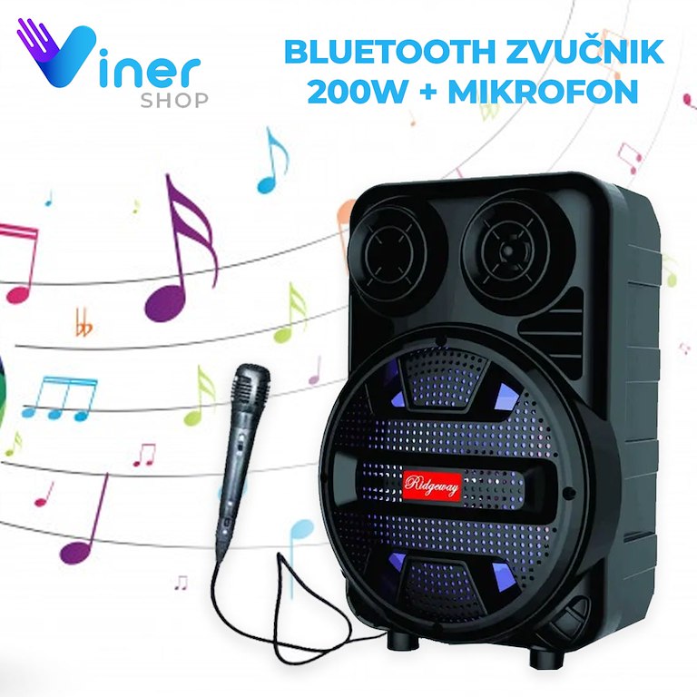 Bluetooth zvučnik 200w + mikrofon