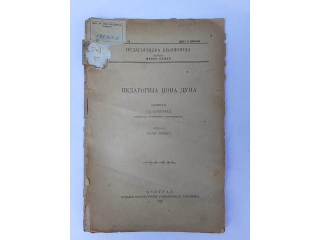 Pedagogija Džona Duia - Ed. Klapared - 1920. g.