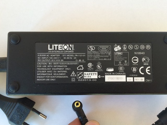 LiteON adapter 20V 6A ORIGINAL za lap + GARANCIJA