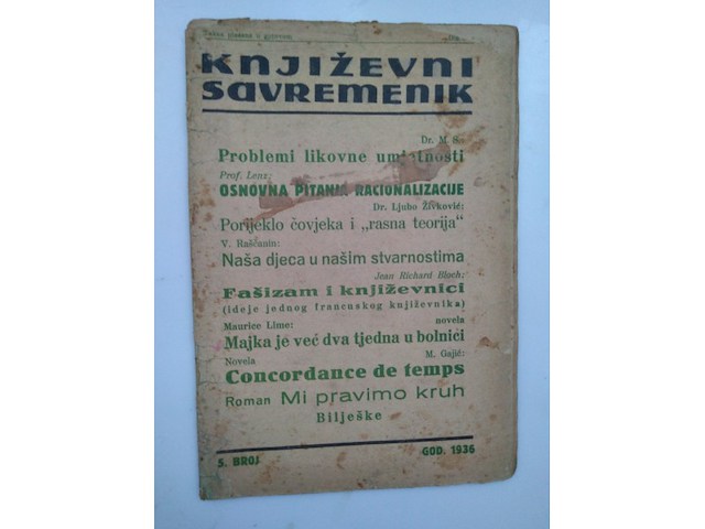 Književni savremenik broj 5  1936.