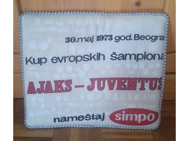 Kolekcionarsko JASTUČE SIMPO AJAX-JUVENTUS 1973.