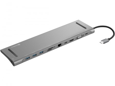 Snadberg Docking station 10in1 USB-C - HDMIVGALAN3xUSB 3.0USB C 136-31