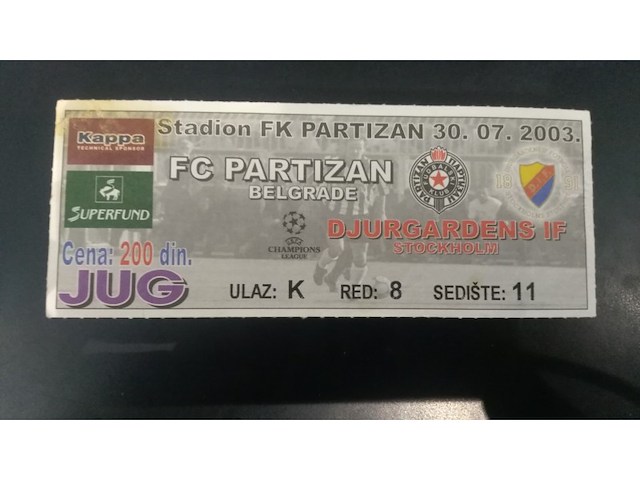 FUDBAL: PARTIZAN - DJURGARDEN 30.07.2003