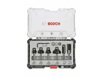 Komplet glodala, 6 komada, Trim&amp;Edging držač od 8 mm 6-piece Trim i Edging Router Bit Set BOSCH